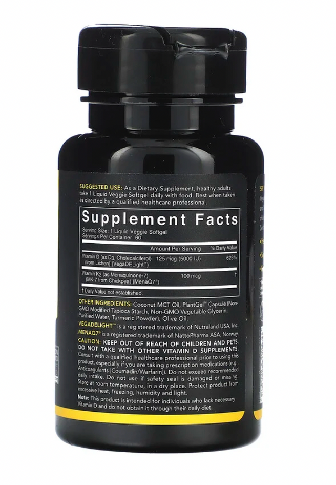 Вітамін Д3 і К2 на рослинній основі, Vitamin D3 + K2, Sports Research ...